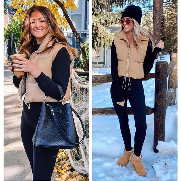 Jackets & Coats | Women Cropped Puffer Vest Zip Up Stand Collar ...